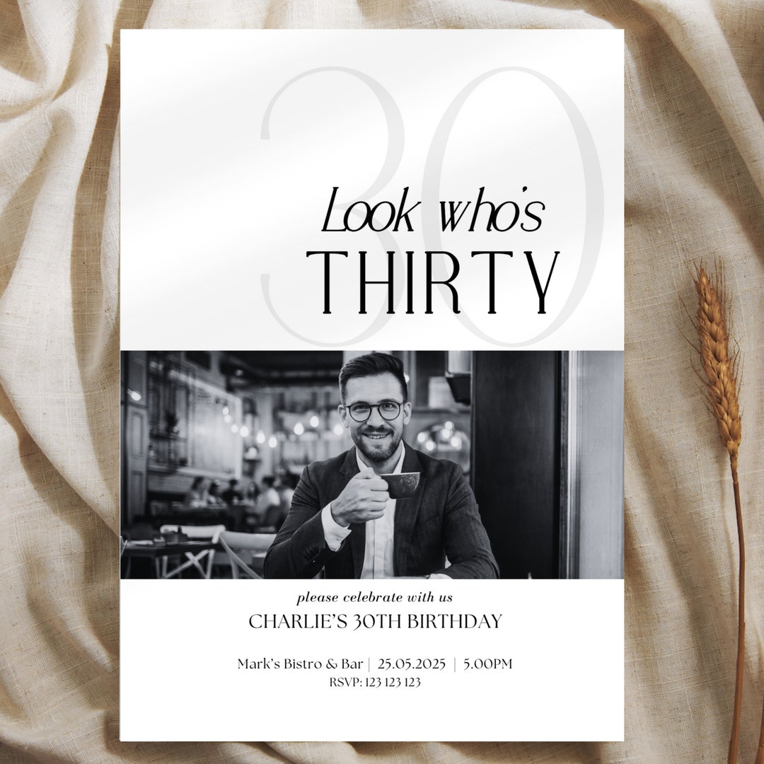 Look Whos 30 Invitation, 30th Birthday Invitation Template Male, Photo ...