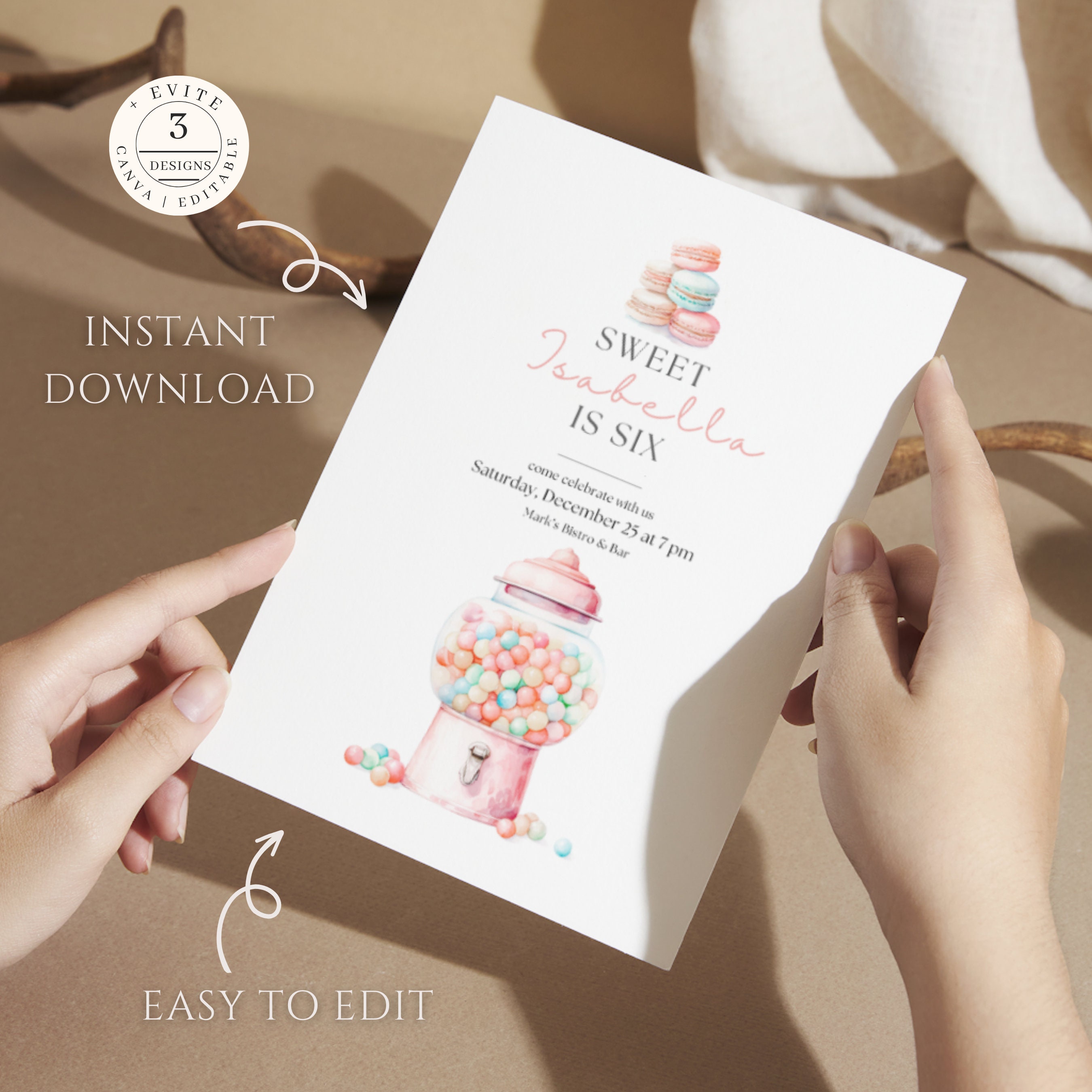 Six is Sweet Invitation, 6th Birthday Invitation, Sweet Sixth Birthday ...