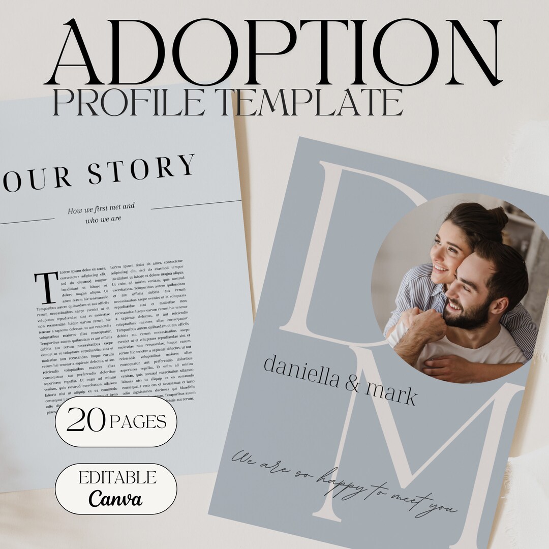 Adoption Profile Book Template Canva, Parent Profile Book Template ...