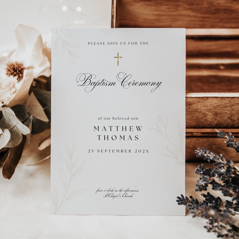 Lds Baptism Invitation Simple, Editable Baptism Invite, Modern ...