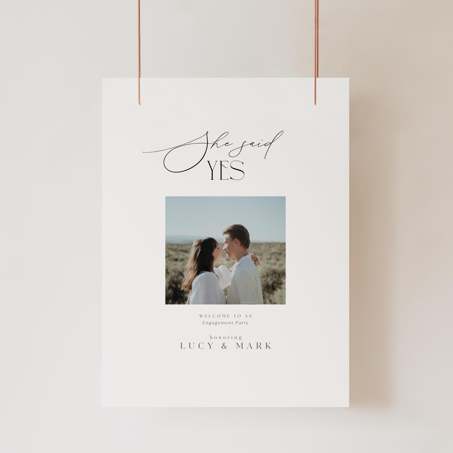 She Said Yes Poster, Engagement Party Welcome Sign Template, Photo ...