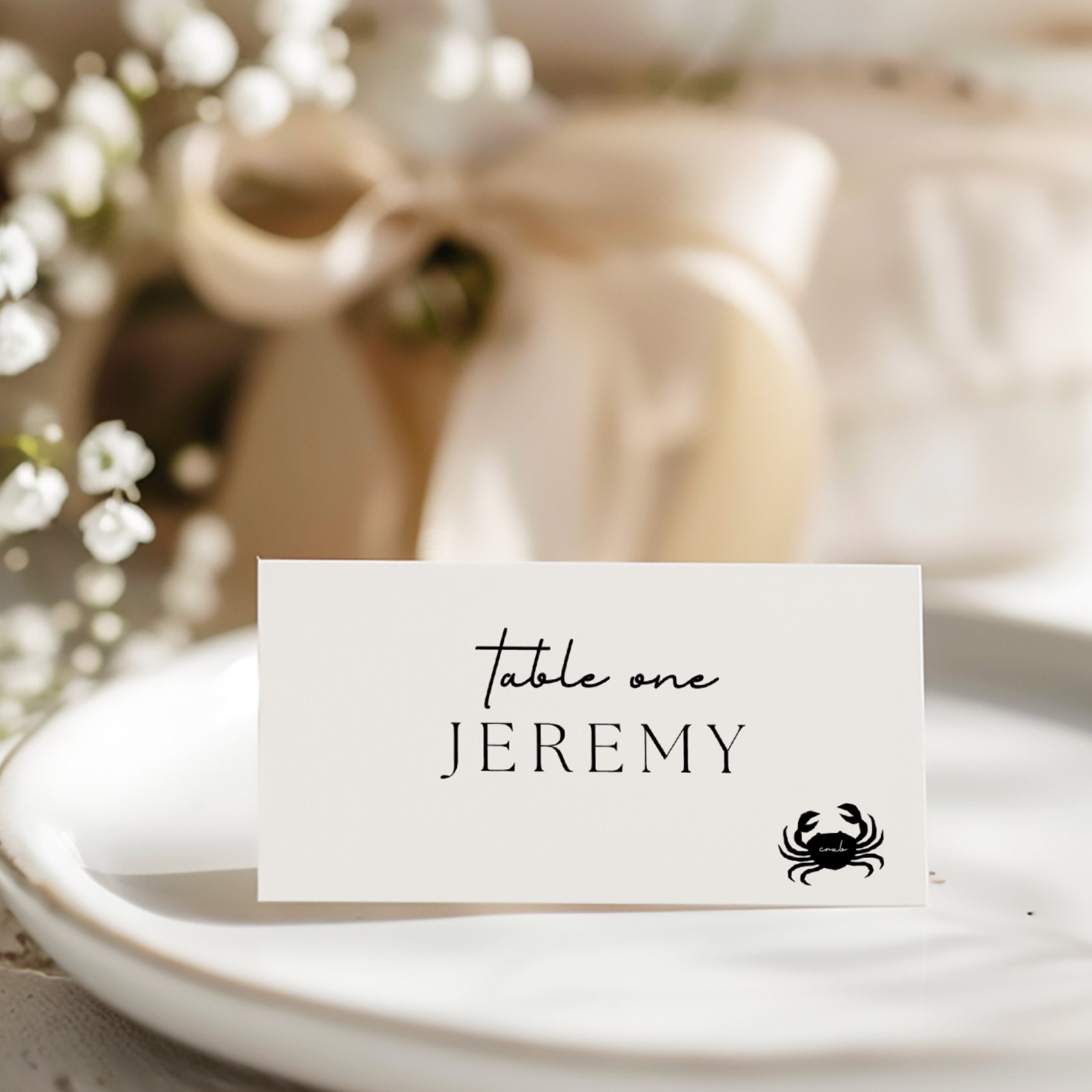 Place Card With Meal Option Template, Place Card Template, Wedding ...