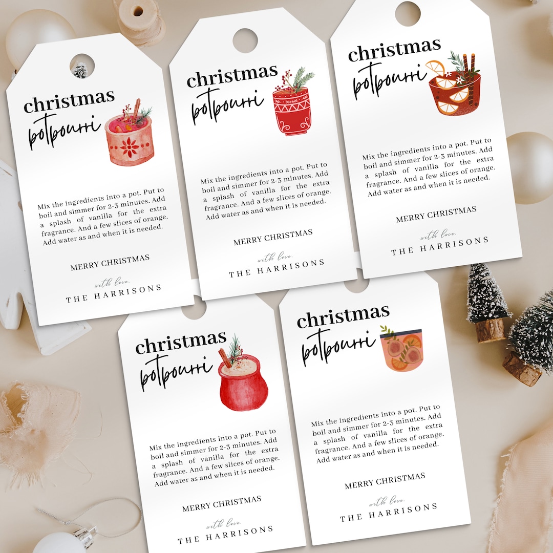 Christmas Potpourri Gift Tags Simmer Potpourri Tag Neighbor Gift ...
