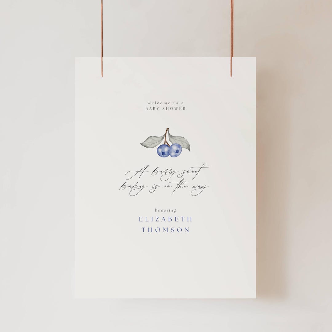 Baby Shower Welcome Sign Blueberries, Blueberry Baby Shower Invitation ...