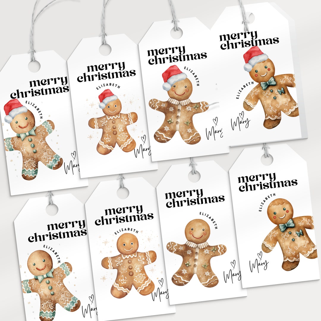 Printable Gift Tags Gingerbread Man, Digital Download, Christmas Gift ...