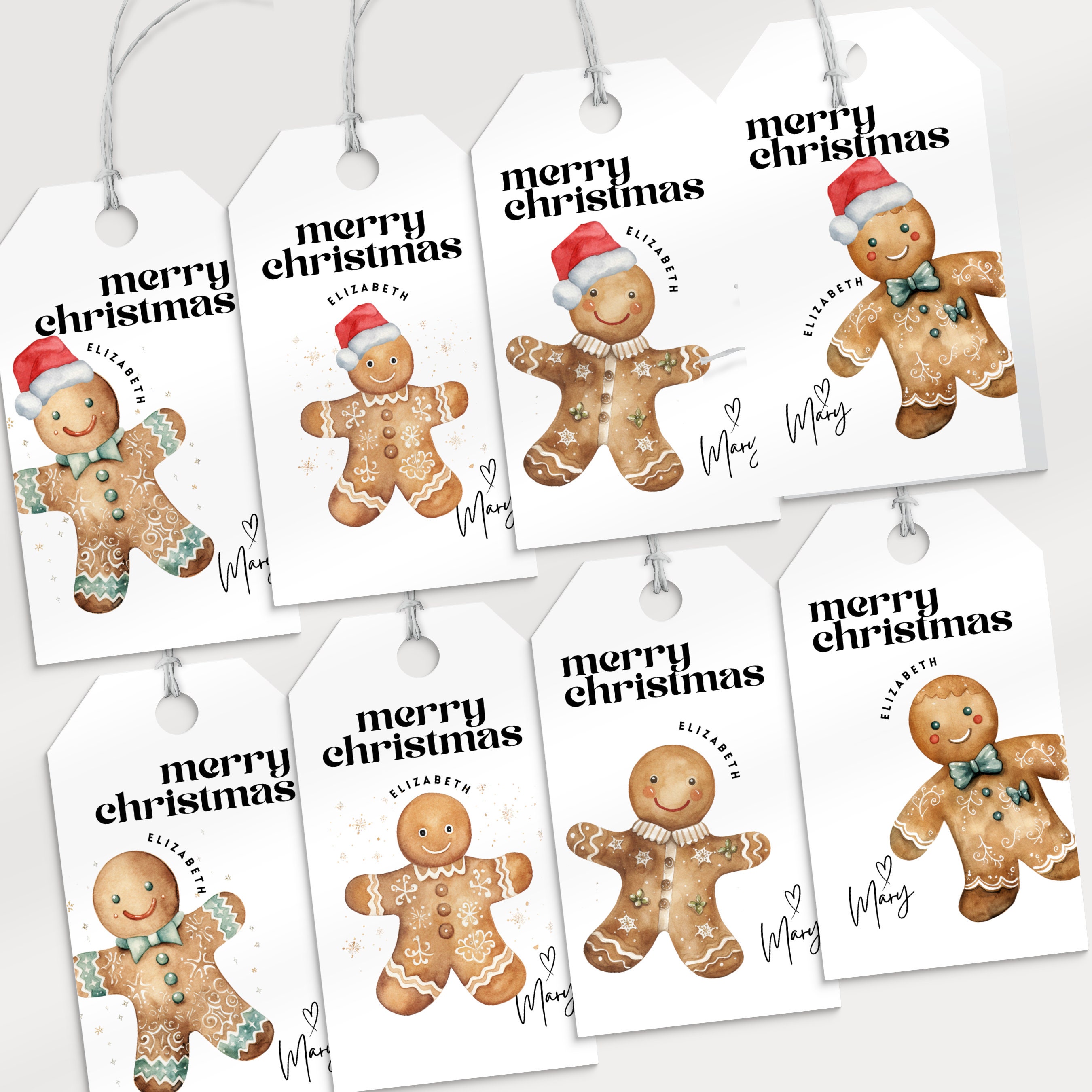 Printable Gift Tags Gingerbread Man, Digital Download, Christmas Gift ...
