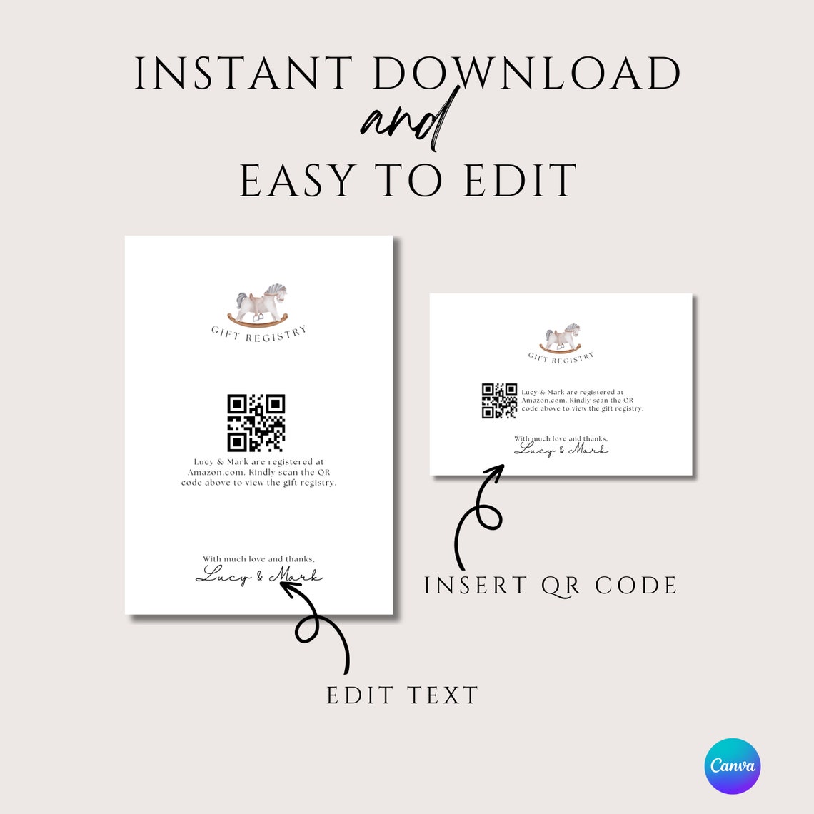 Baby Registry QR Code, Baby Shower Registry Insert, Baby Shower ...