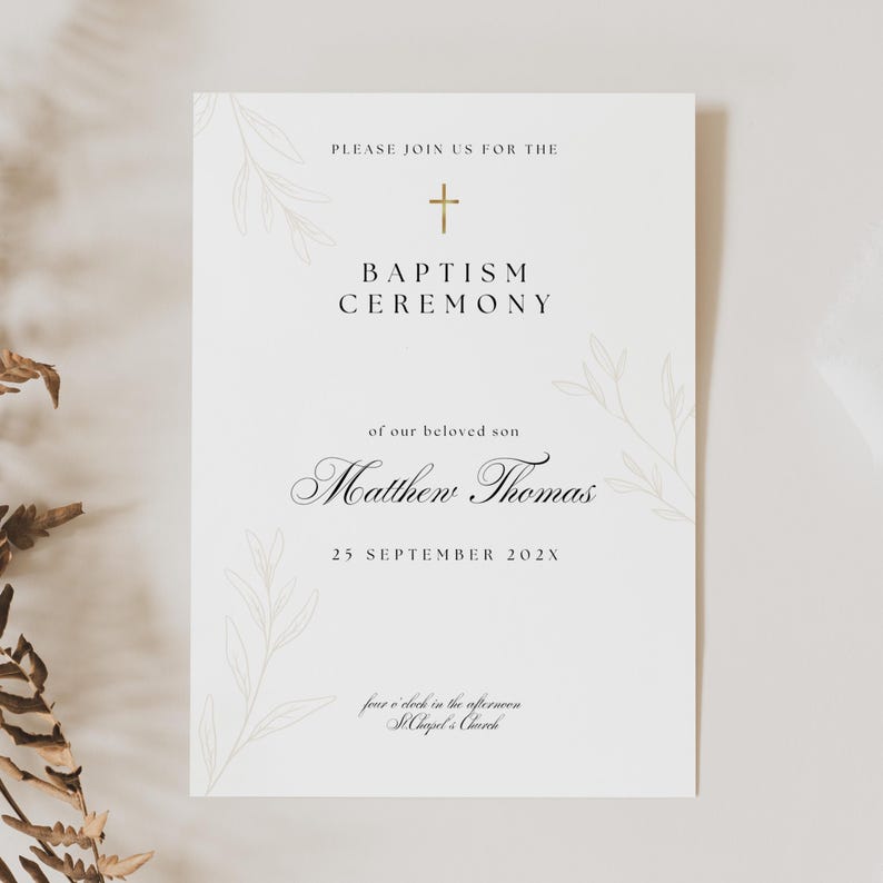 Lds Baptism Invitation Simple, Editable Baptism Invite, Modern ...