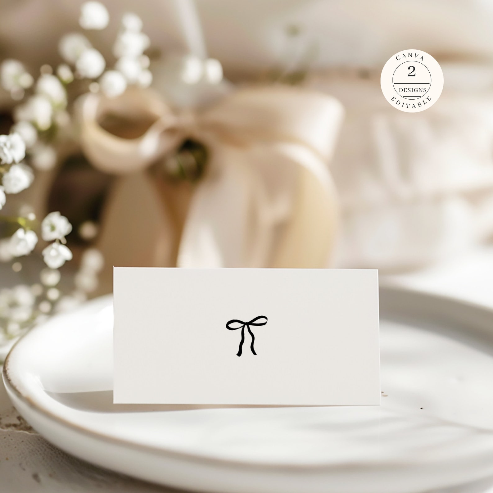 Place Cards Handwritten, Place Cards Black Bow, Place Card With Meal ...