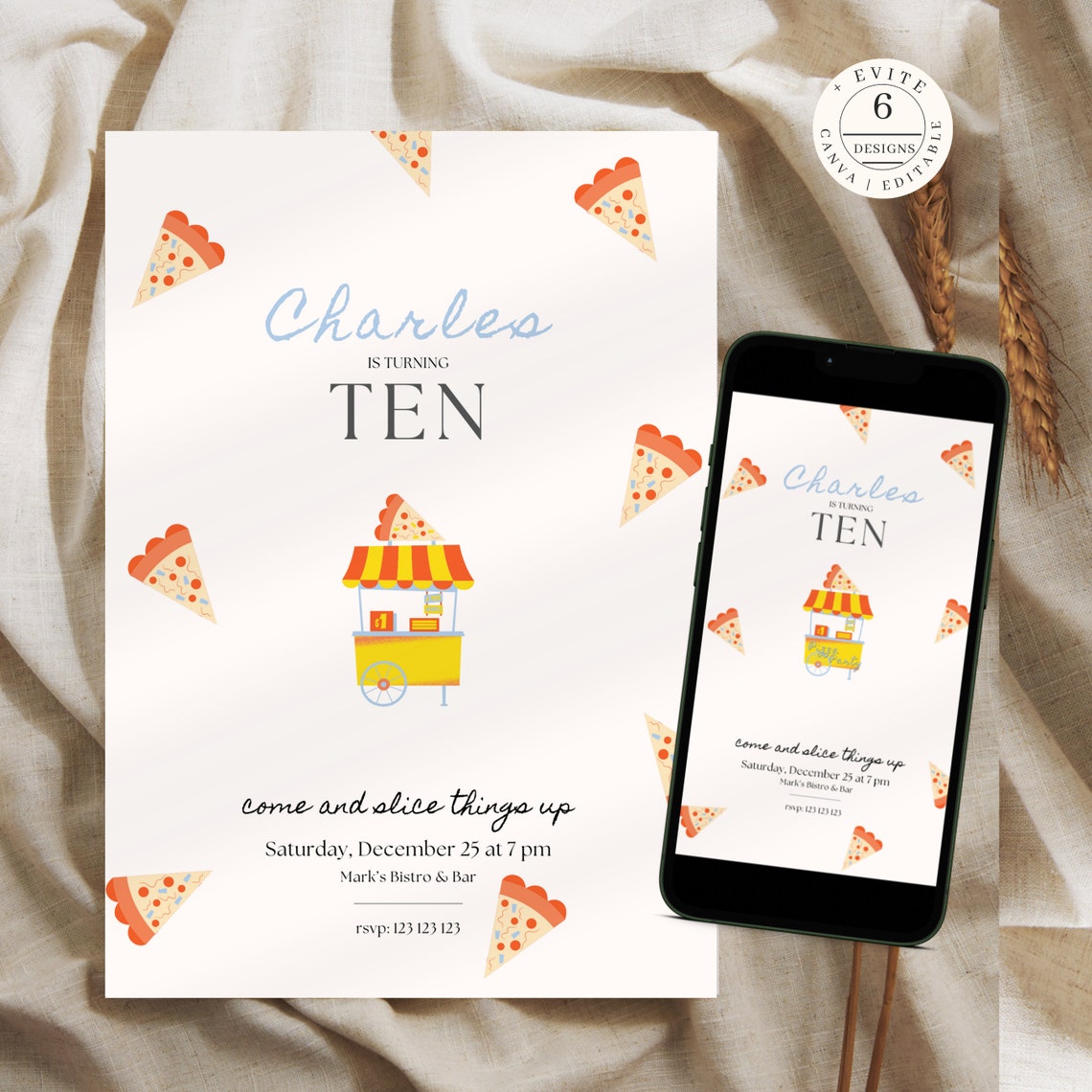 Pizza Making Birthday Invite, Pizza Party Invitation, Printable Pizza ...