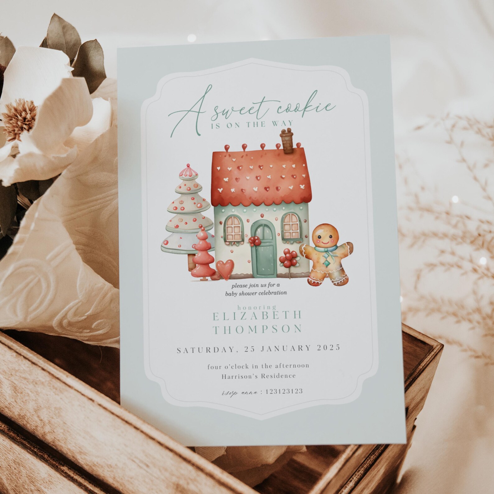Gingerbread Baby Shower Invite, Christmas Cookie Baby Shower Invite, A ...