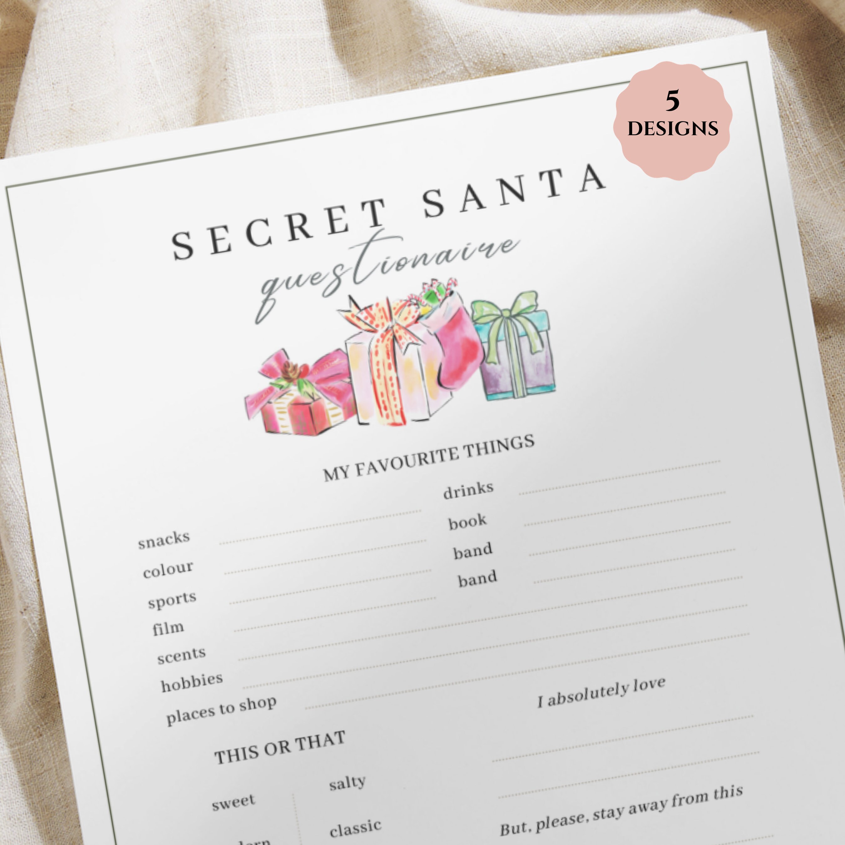 Printable Secret Santa Wish List for Coworkers, Coworkers Christmas ...