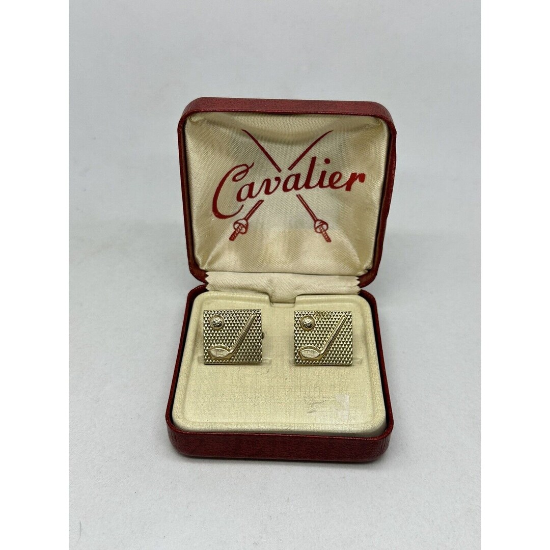 Vintage Shields ~ Gold-tone Golf Design Cufflinks in Box - Etsy