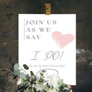 Editable, Elegant Modern Minimalist Simple Wedding Sign-02. Edit and ...