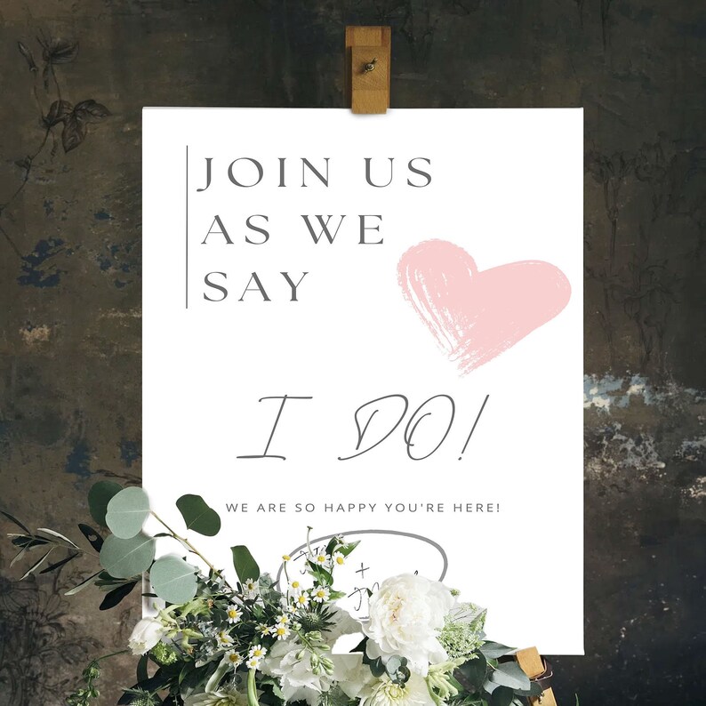 Editable, Elegant Modern Minimalist Simple Wedding Sign-02. Edit and ...