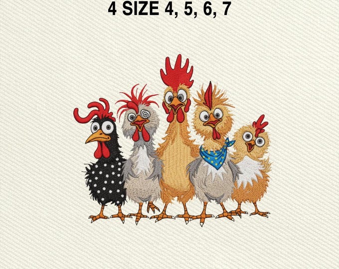 Funny Crazy Chicken Embroidery Design | Cute Chicken Machine Embroidery ...