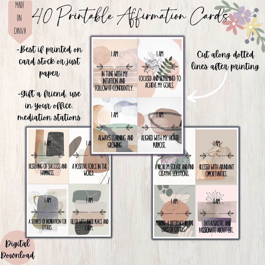 40 Digital Affirmation Cards- Affirmation Cards Printable,manifesting ...
