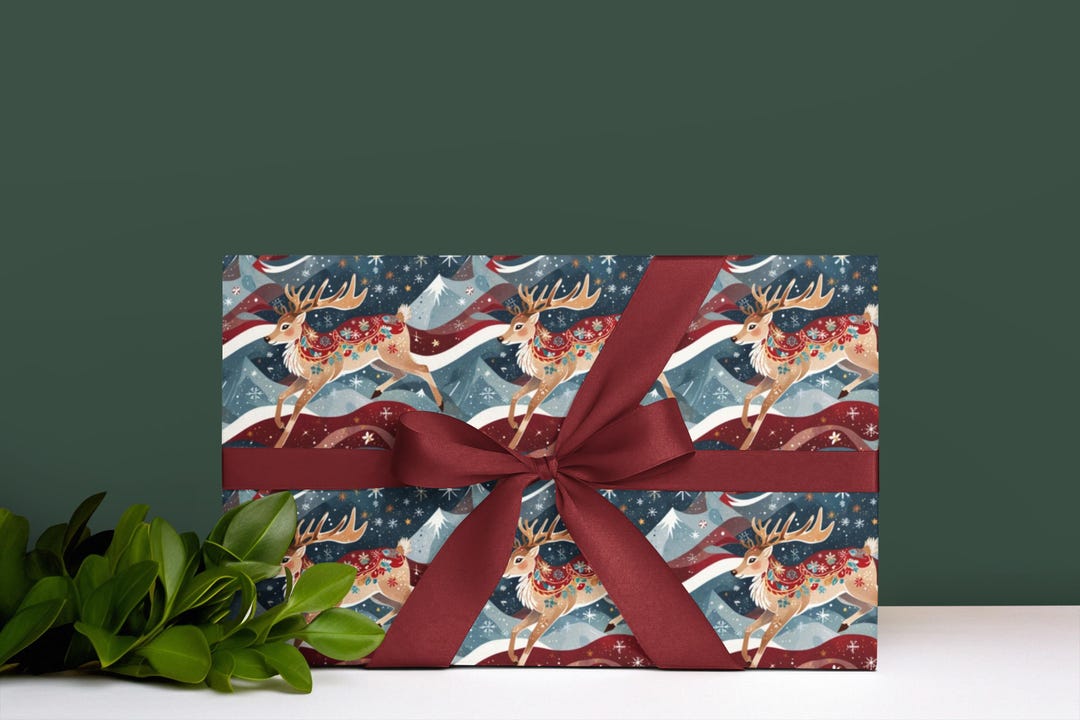 Reindeer Christmas Wrapping Paper Rolls | Winter Wonderland Holiday ...