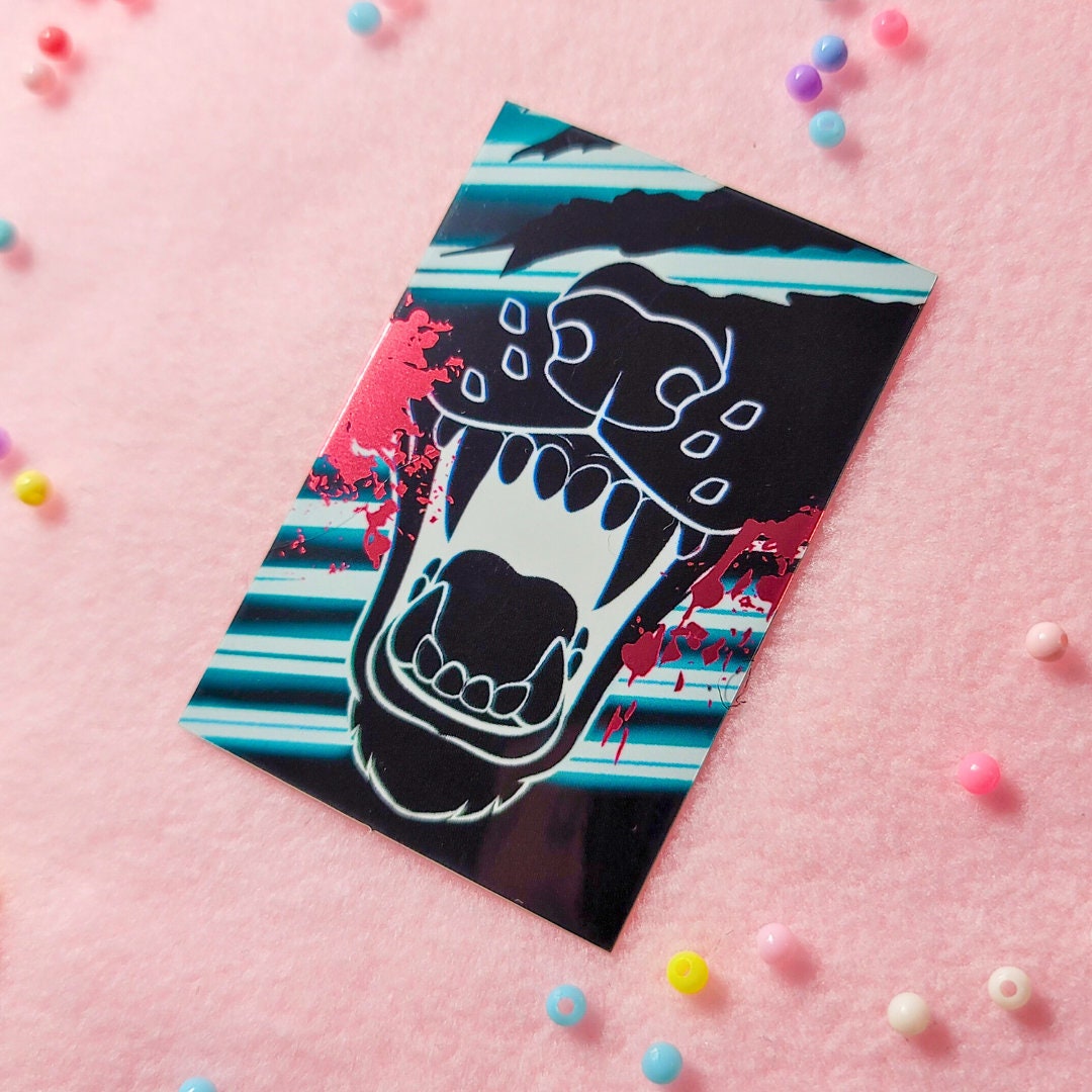 Chaos Maw Mirror Effect Sticker Holographic Neon Wolf Snarling Teeth ...