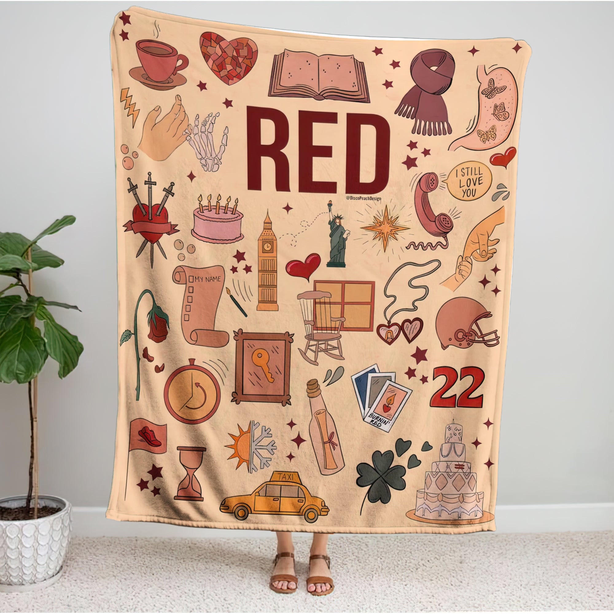 Taylor RED Album Doodle Art Blanket, Taylor Version Red Album sold by ...