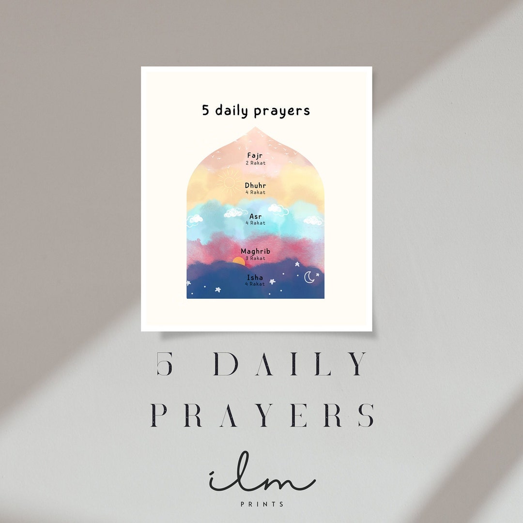 5 Daily Prayers Digital Wall Art Neutral Unisex Islamic - Etsy