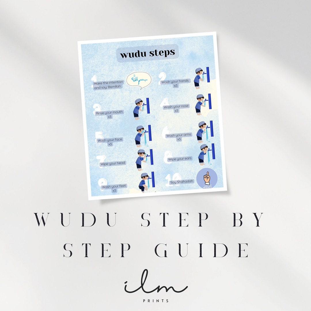 Kids Wudu Ablution Step by Step Guide for Boys, Wall Art, Islamic ...