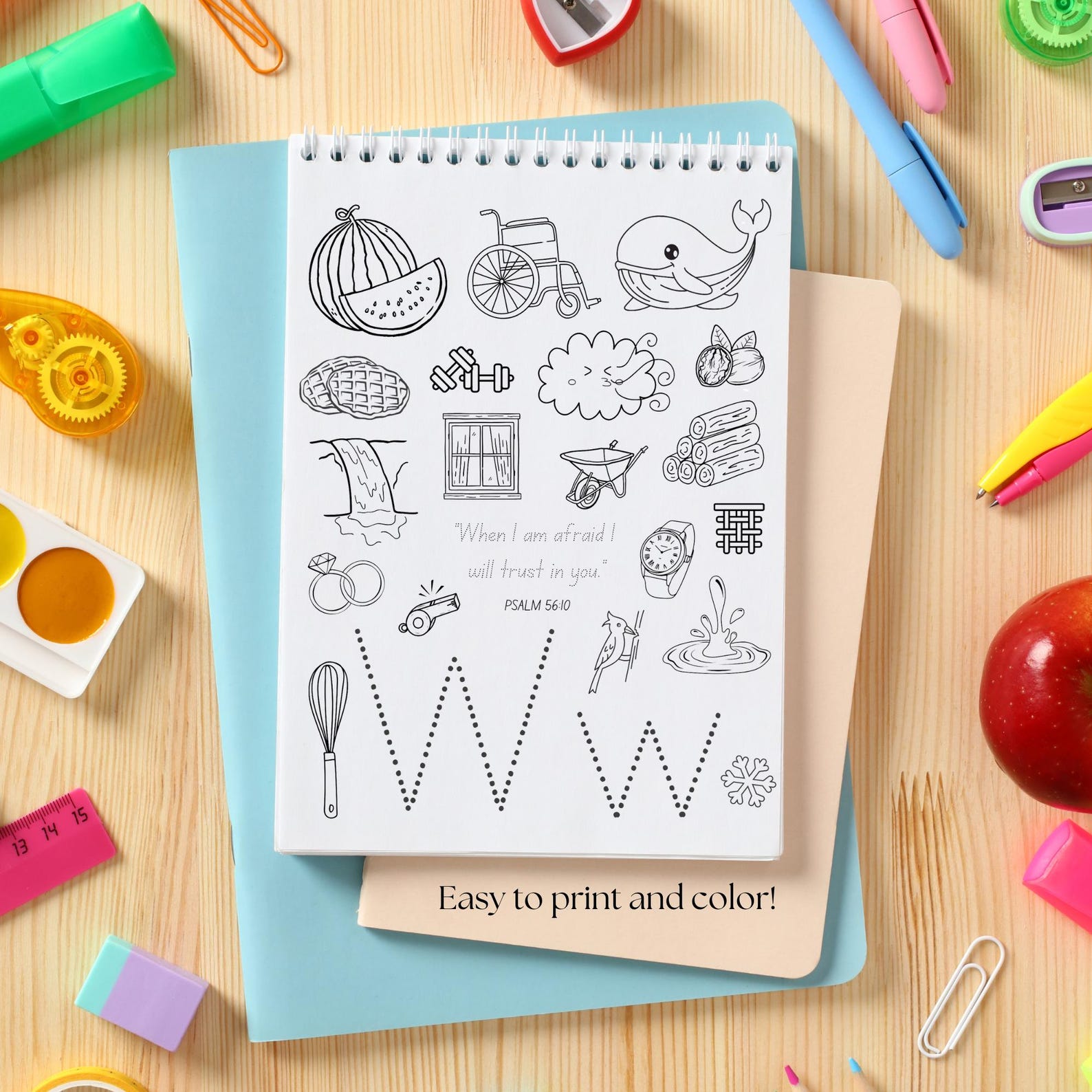 Alphabet Tracing Cards: Bible Verse Coloring Sheets (digital Download ...