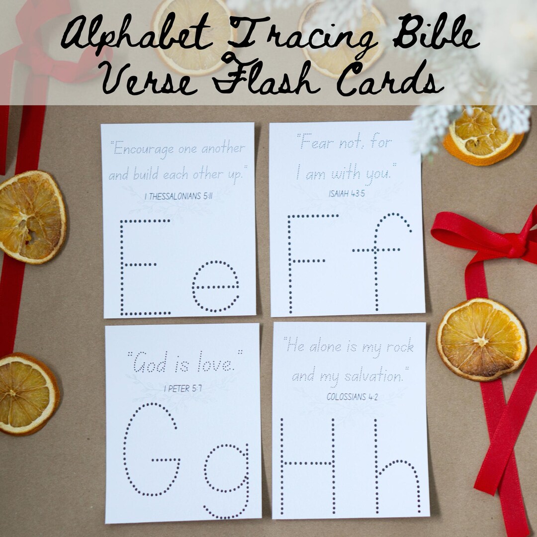 Alphabet Tracing Flash Cards Printable, Letter Tracing, Bible Verse ...