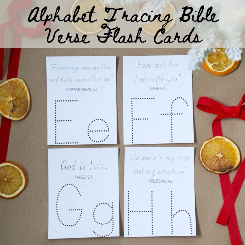 Alphabet Tracing Flash Cards Printable, Letter Tracing, Bible Verse ...