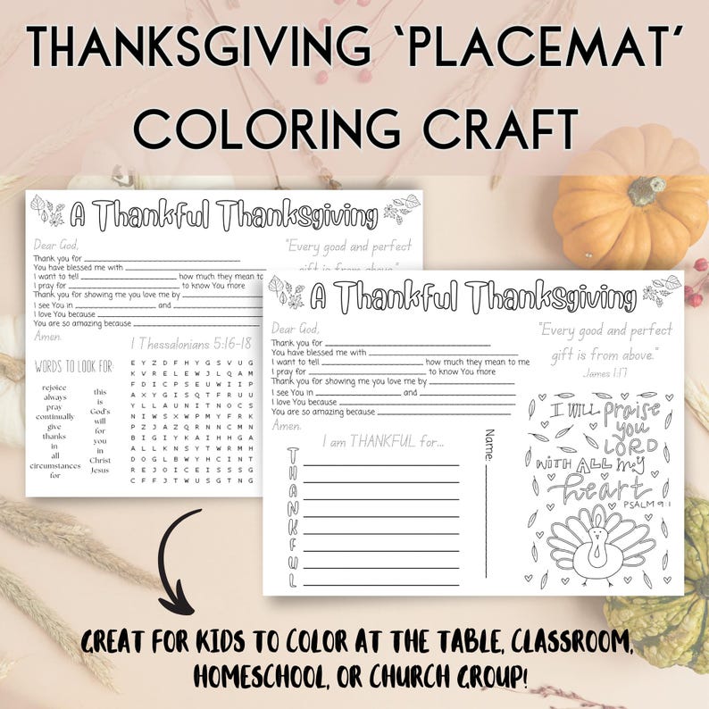 Christian Thanksgiving Bible Verse Coloring Activity Printable Bundle ...