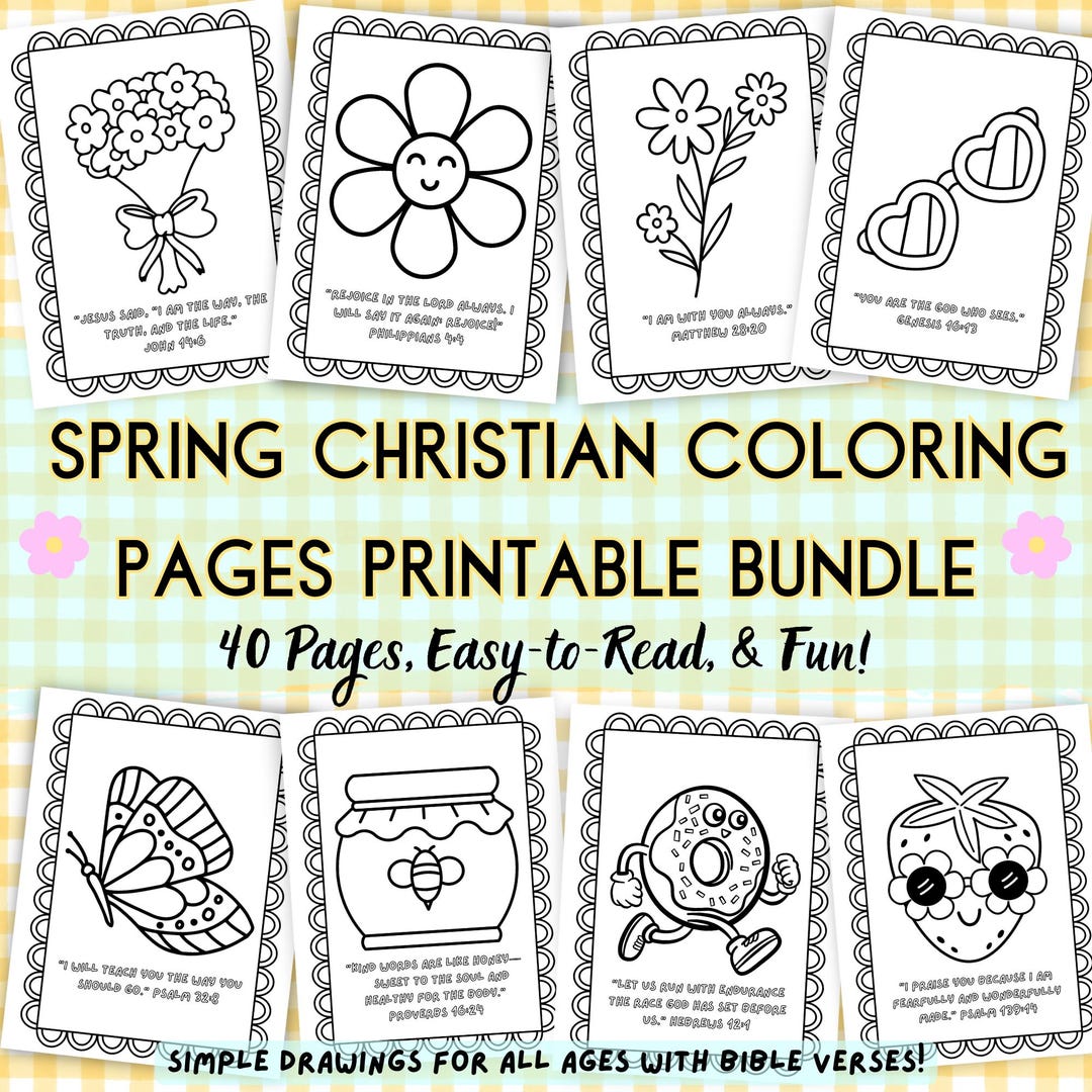 Spring Bible Verse Coloring Pages: Christian Kids Activity (digital ...