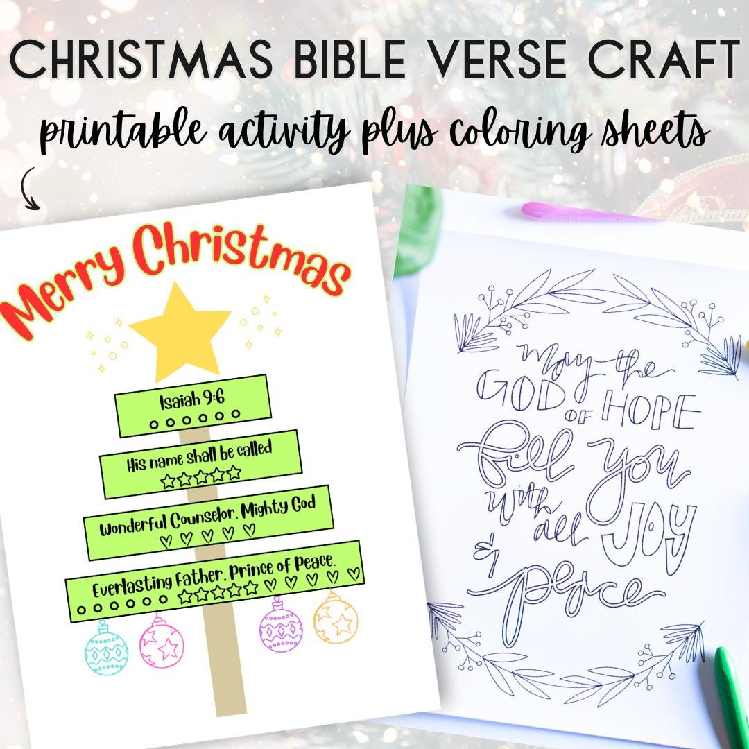 Christmas Bible Verse Craft Printable Bundle, 25 Scripture Coloring ...