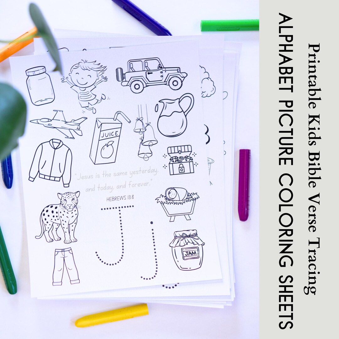 Alphabet Tracing Cards: Bible Verse Coloring Sheets (digital Download ...