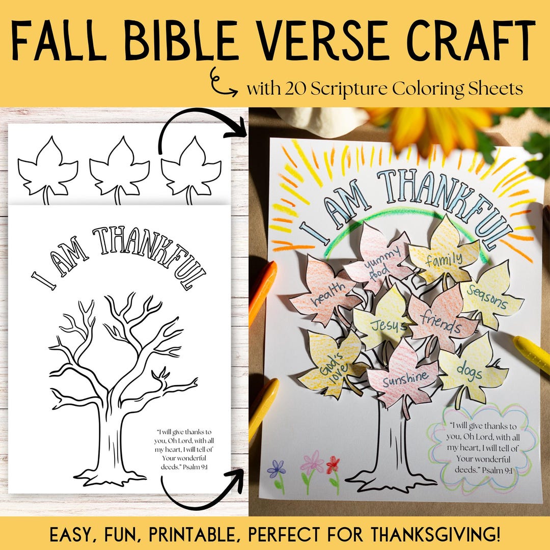 Bible Verse Fall Craft Printable Bundle, Bible Verse Coloring Pages ...
