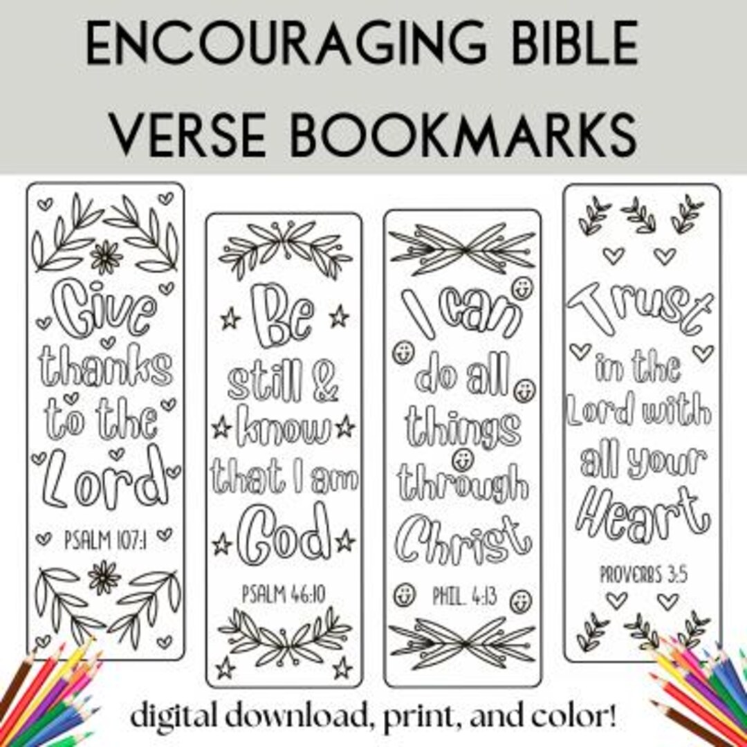 Bible Verse Coloring Bookmarks, Bible Verse Printable Activity, for ...