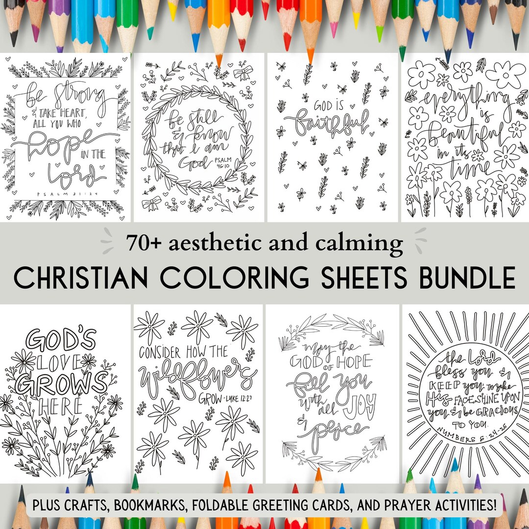 70 Bible Verse Coloring Pages Printable Bundle for Inspiration and ...
