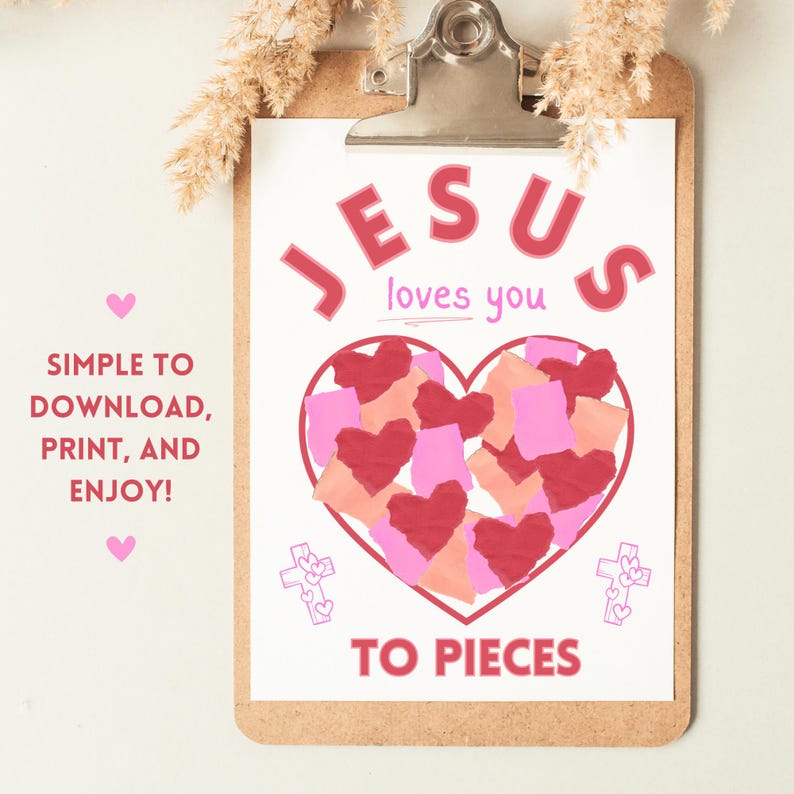 Religious Valentine’s Printable Craft, Jesus Loves You, God, Bible ...