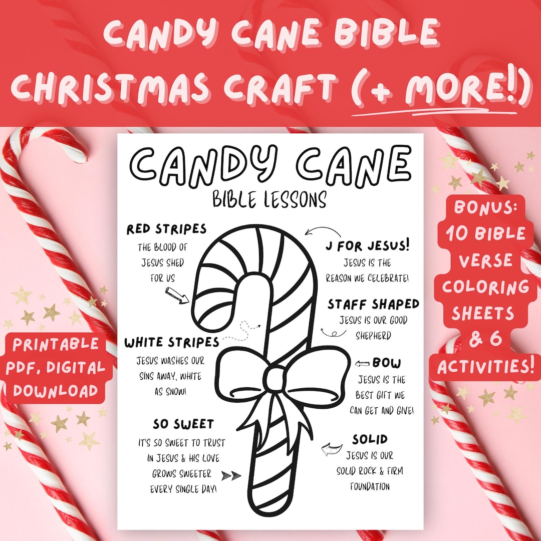 Candy Cane Bible Verse Craft Printable, Christmas Activity, Sunday ...