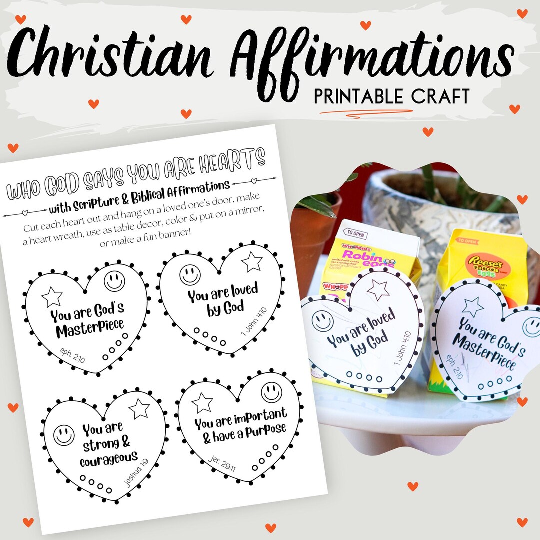 Christian Affirmation Hearts: Bible Verse Coloring Pages (digital ...