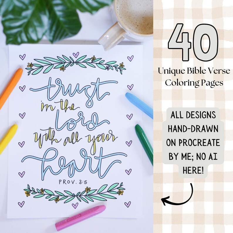 COMMERCIAL USE 40+ Bible Verse Coloring Pages Printable Bundle for ...