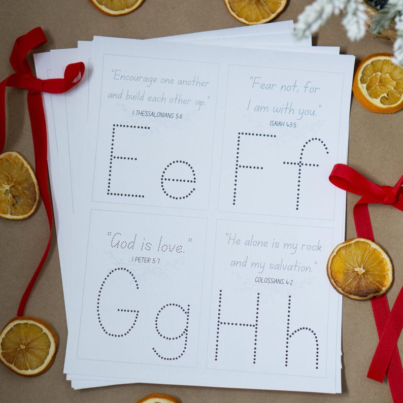 Alphabet Tracing Flash Cards Printable, Letter Tracing, Bible Verse ...