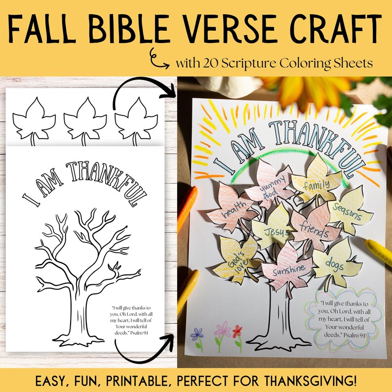 Christian Thanksgiving Bible Verse Coloring Activity Printable Bundle ...