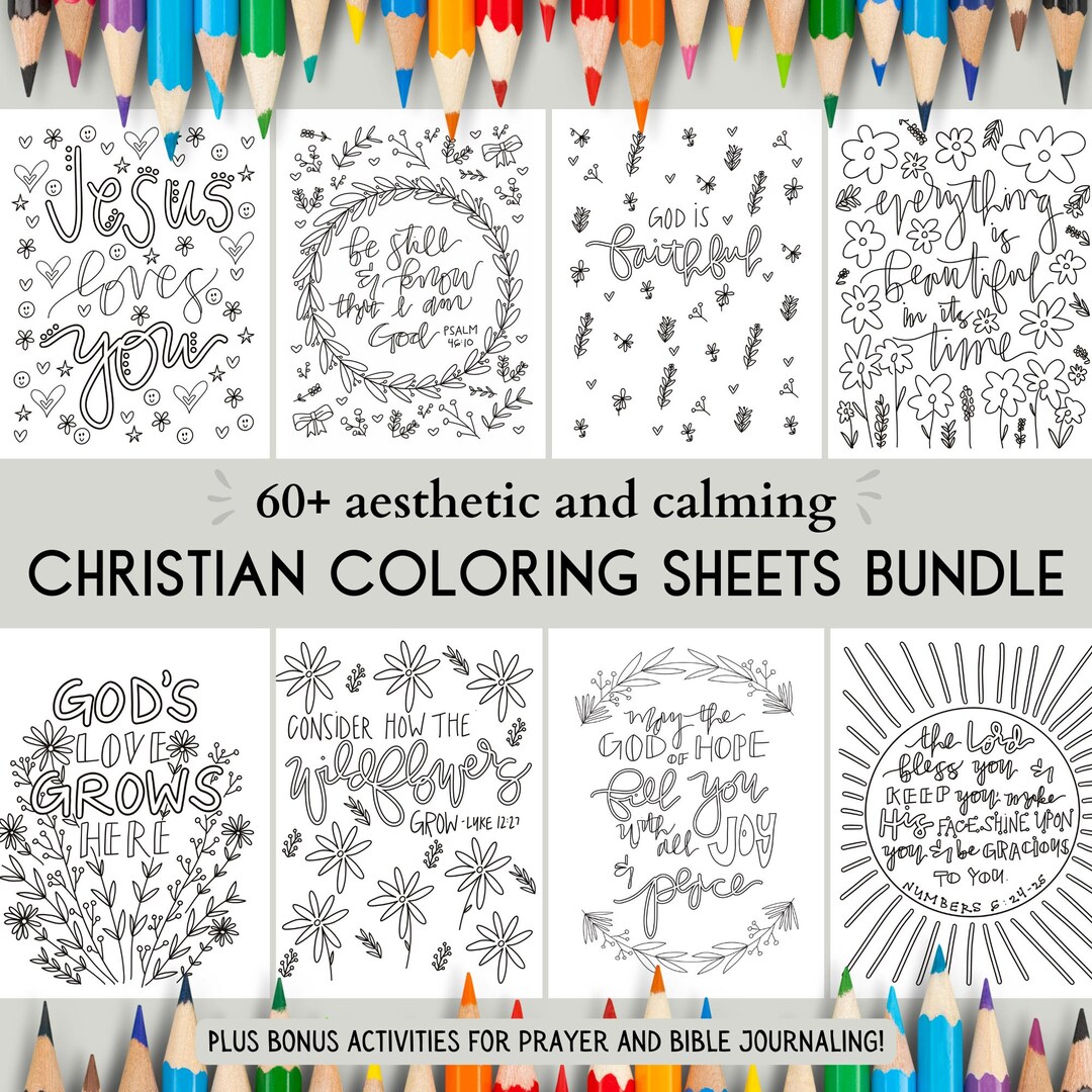 60+ Bible Verse Coloring Pages Printable Bundle for Inspiration and ...
