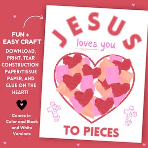 Religious Valentine’s Printable Craft, Jesus Loves You, God, Bible ...