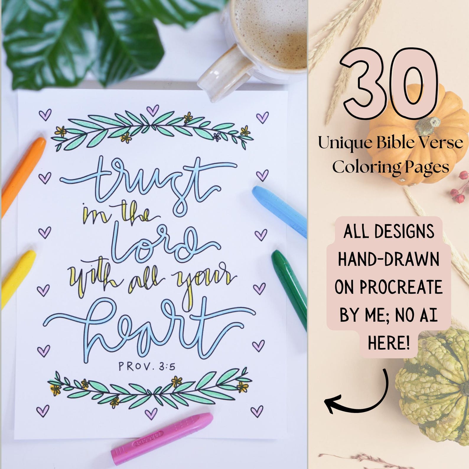 Christian Thanksgiving Bible Verse Coloring Activity Printable Bundle ...