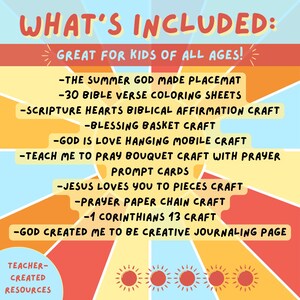 Christian Summer Kids Activities Bundle: Bible Crafts & Coloring Pages ...