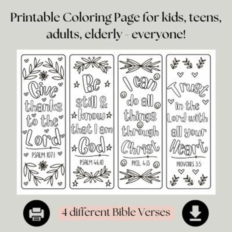 Bible Verse Coloring Bookmarks, Bible Verse Printable Activity, for ...