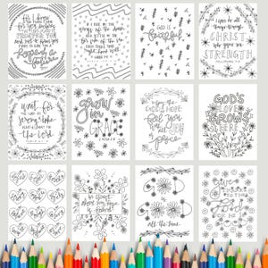 Christian Affirmation Hearts: Bible Verse Coloring Pages (digital ...