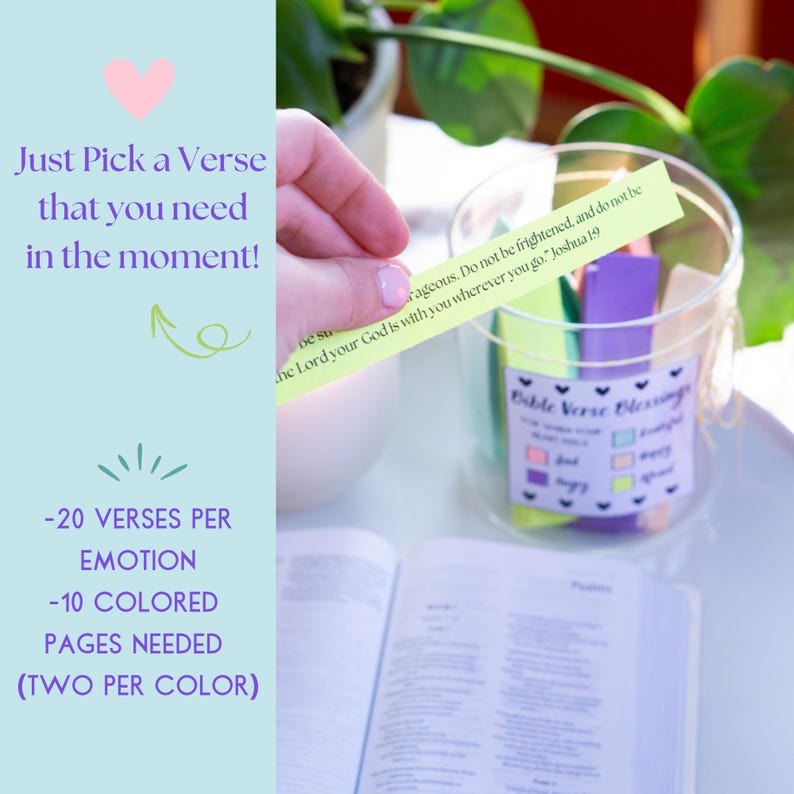 Bible Verse Blessings Emotion Jar, Digital, Printable, Color Coded ...
