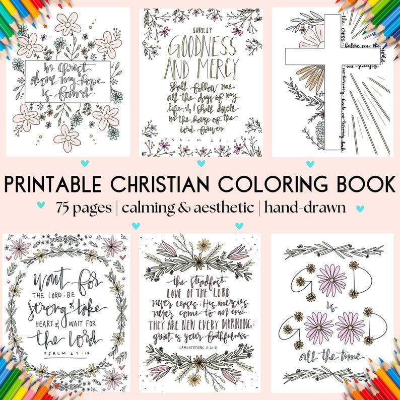 Christian Coloring Book Printable Bundle: Bible Verse Designs (digital ...